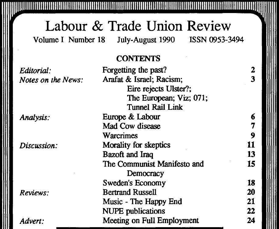 Magazine 018 – July 1990 – Labour Affairs Magazine