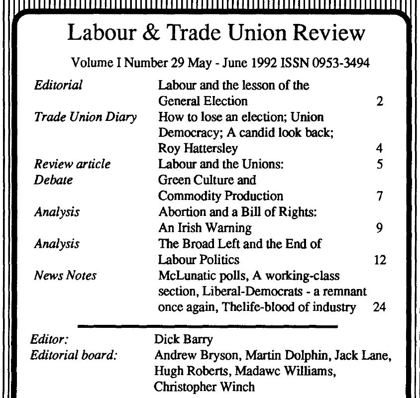 Magazine 029 – May 1992 – Labour Affairs Magazine