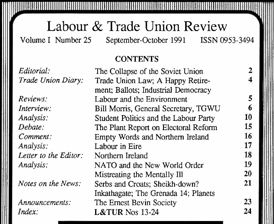 Magazine 025 – September 1991 – Labour Affairs Magazine