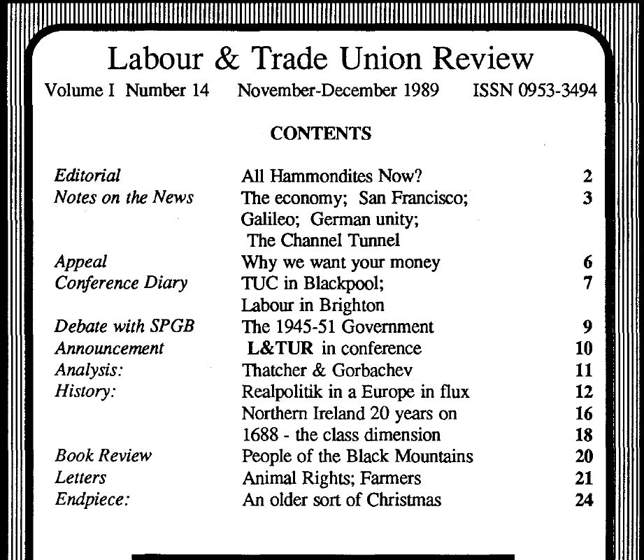 Magazine 014 – November 1989. – Labour Affairs Magazine